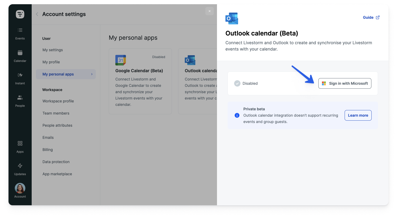 Create Your Event In Outlook Calendar Documentation Livestorm
