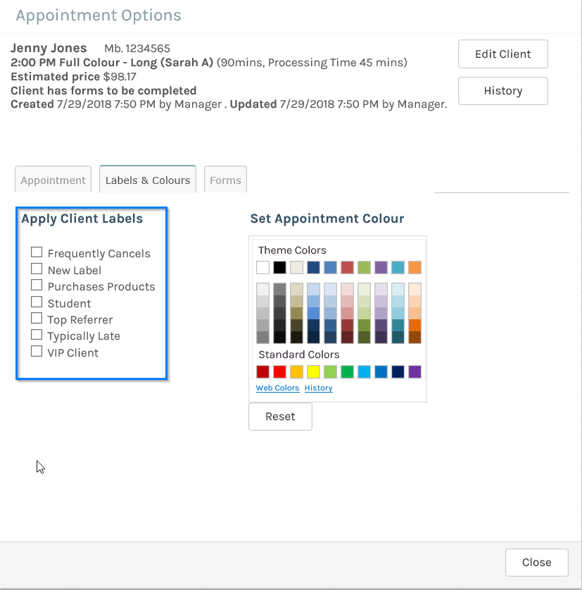 Set up Client Labels - You'reOnTime Help