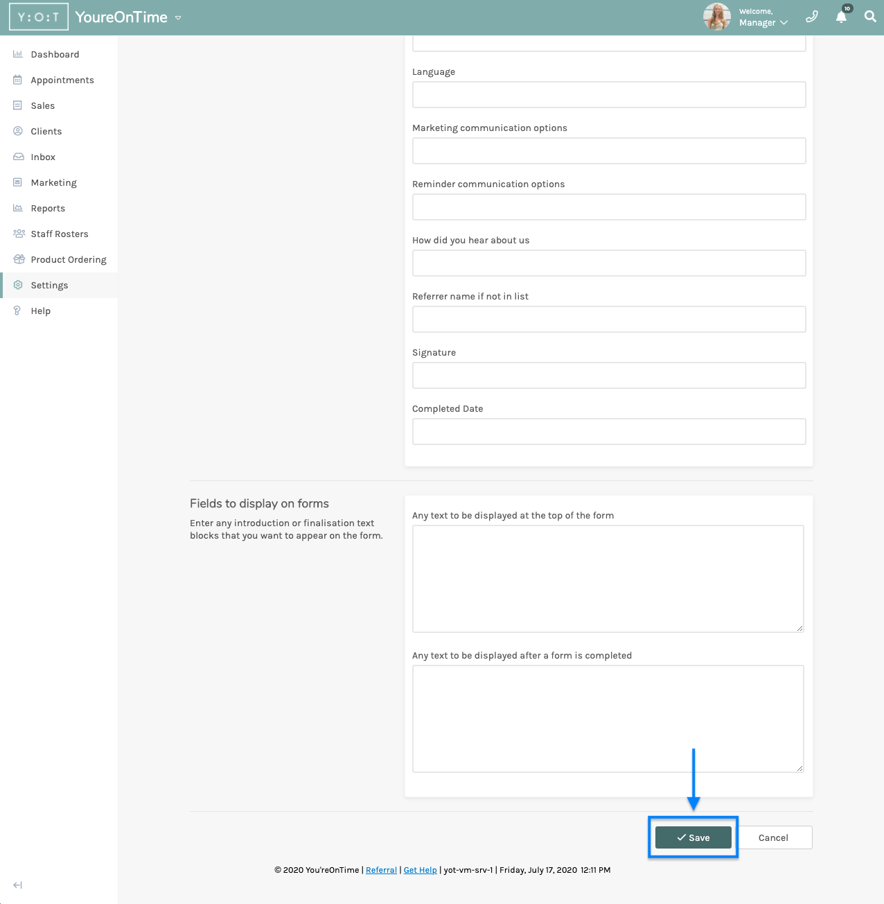Setting up forms - You'reOnTime Help
