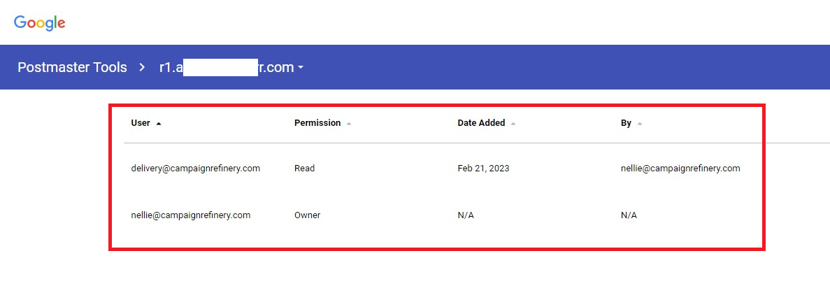 Verifying & Sharing Google Postmaster - Campaign Refinery Support