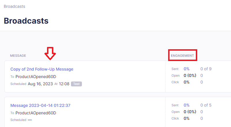 Broadcast Message Analytics - Campaign Refinery Support