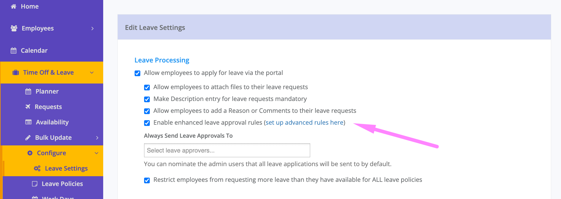 Set Leave Approvals to go to Managers - HR Partner Knowledge Base