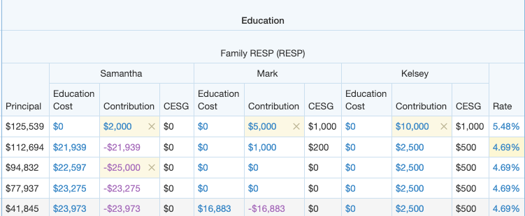 Tracking savings and withdrawals in an RESP - Snap Projections ...
