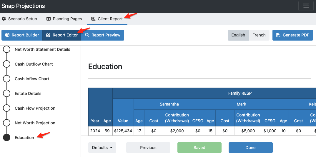 Tracking savings and withdrawals in an RESP - Snap Projections ...
