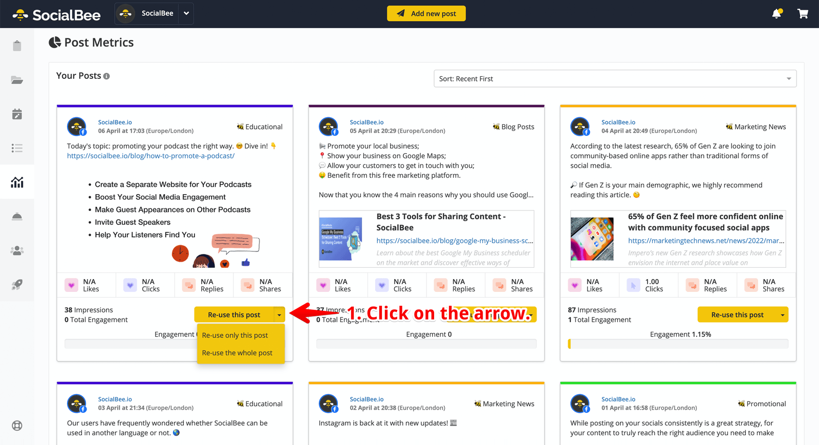 How Do I Add Posts From My Post History SocialBee Help Documentation