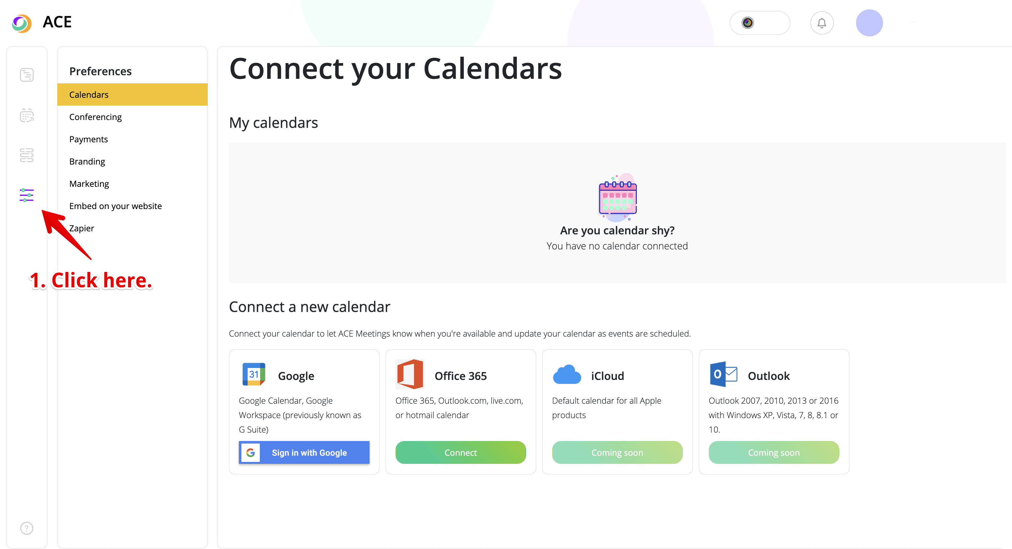 How Do I Specify My Main Calendar ACE Help Documentation