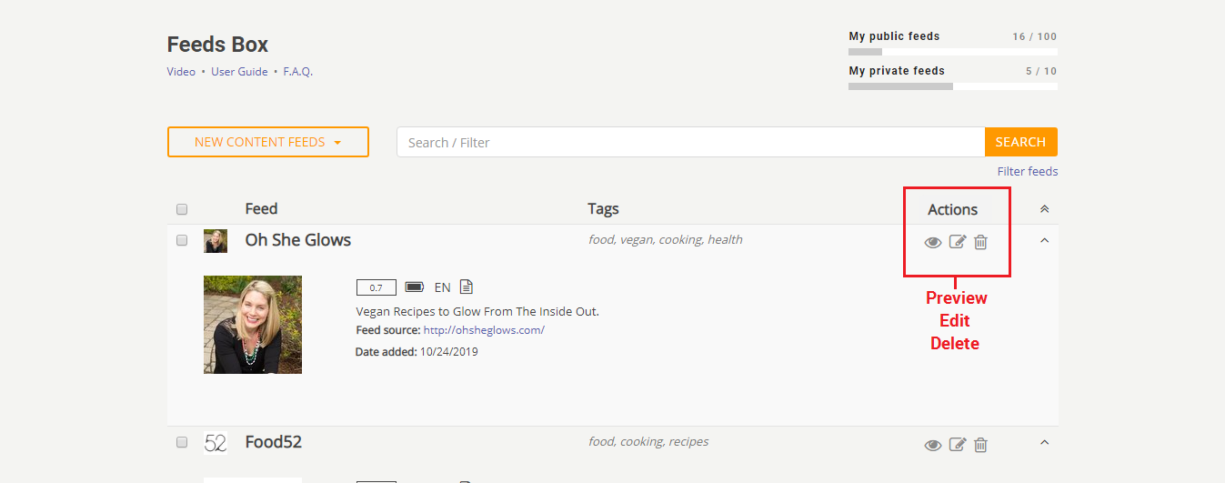 How to manage content feeds in Feeds Box? - RSS Ground Knowledgebase