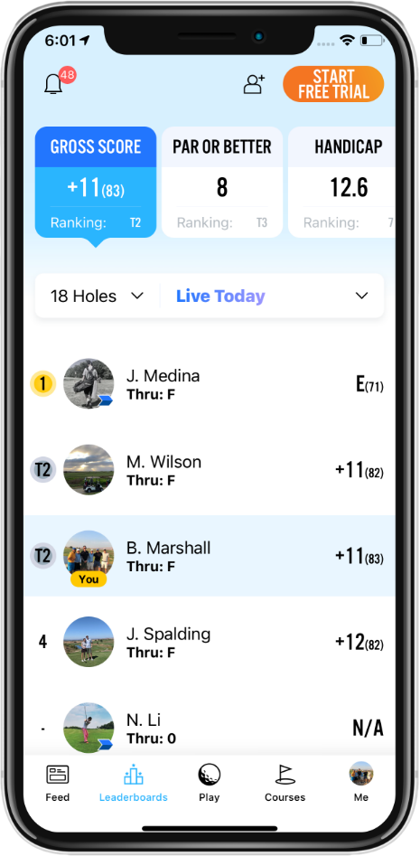 Leaderboards - 18Birdies Knowledge Base