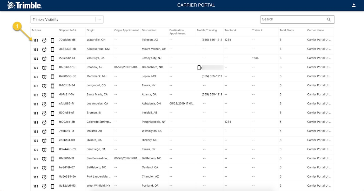 Carrier Portal Functionality - Trimble Visibility