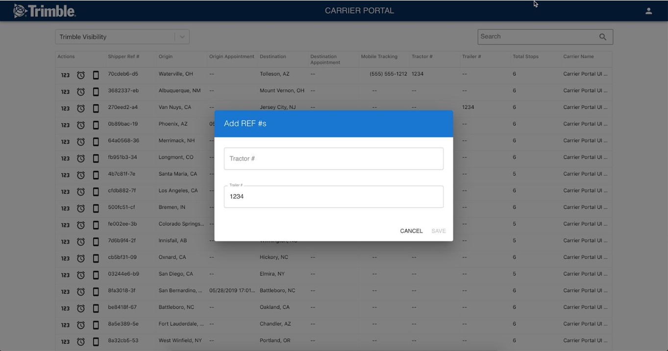Carrier Portal Functionality - Trimble Visibility