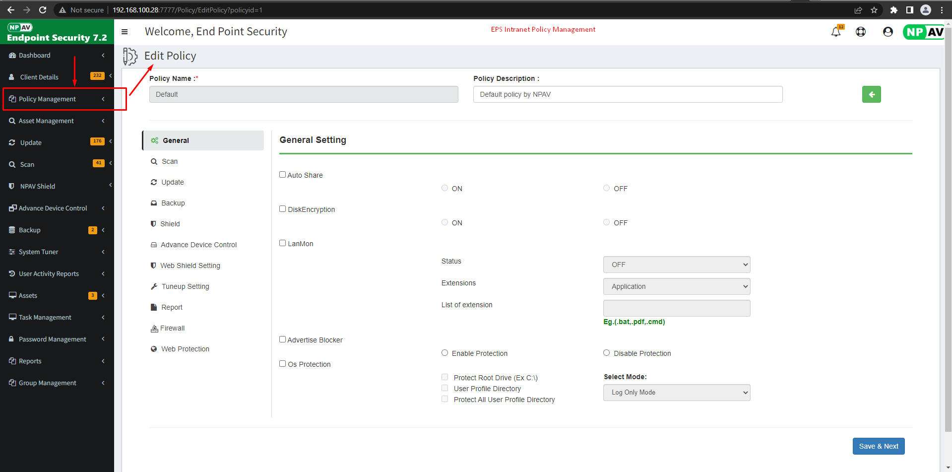 Eps Intranet On Premises Group And Policy Management Feature Npav Net Protector Knowledge Base