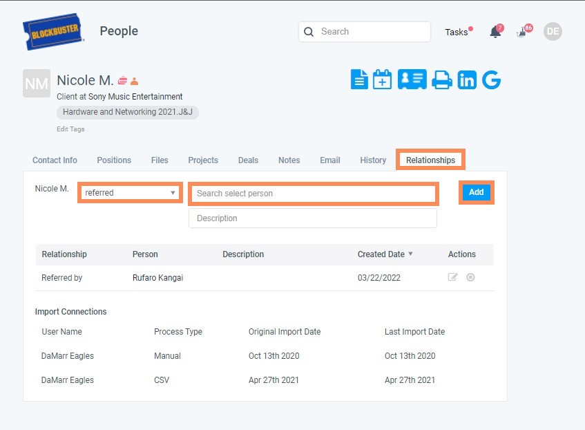 Relationship Tracking - Knowledge Base
