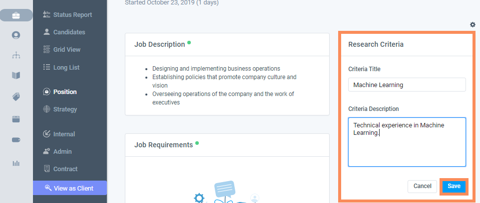 Research Criteria: Setup - Knowledge Base