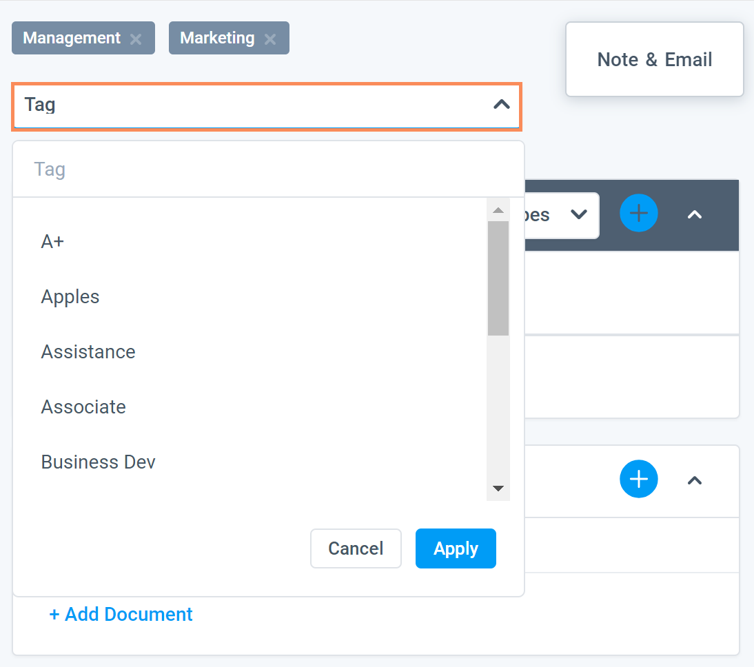 Person Panel: Tags - Knowledge Base