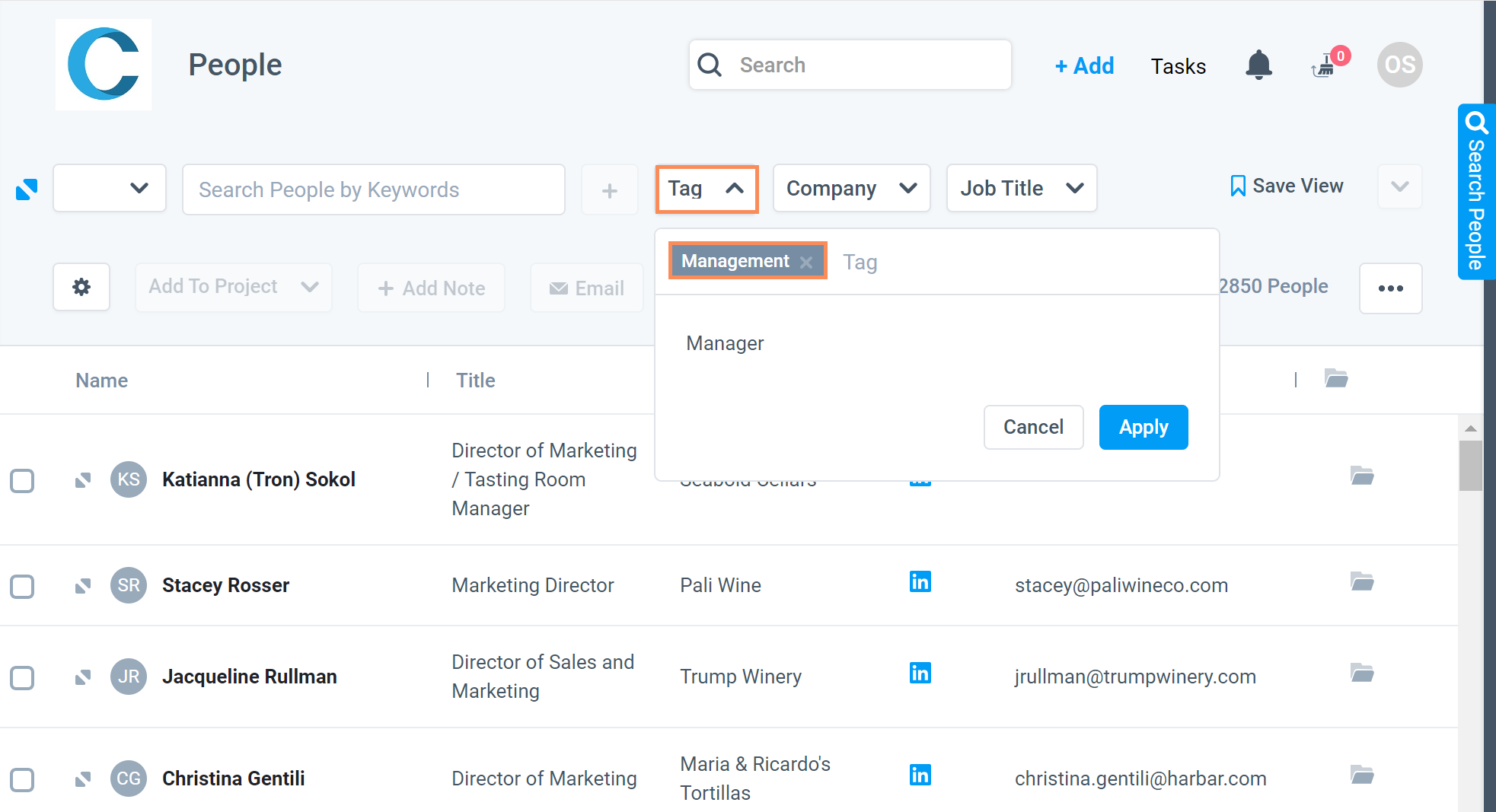 Person Panel: Tags - Knowledge Base