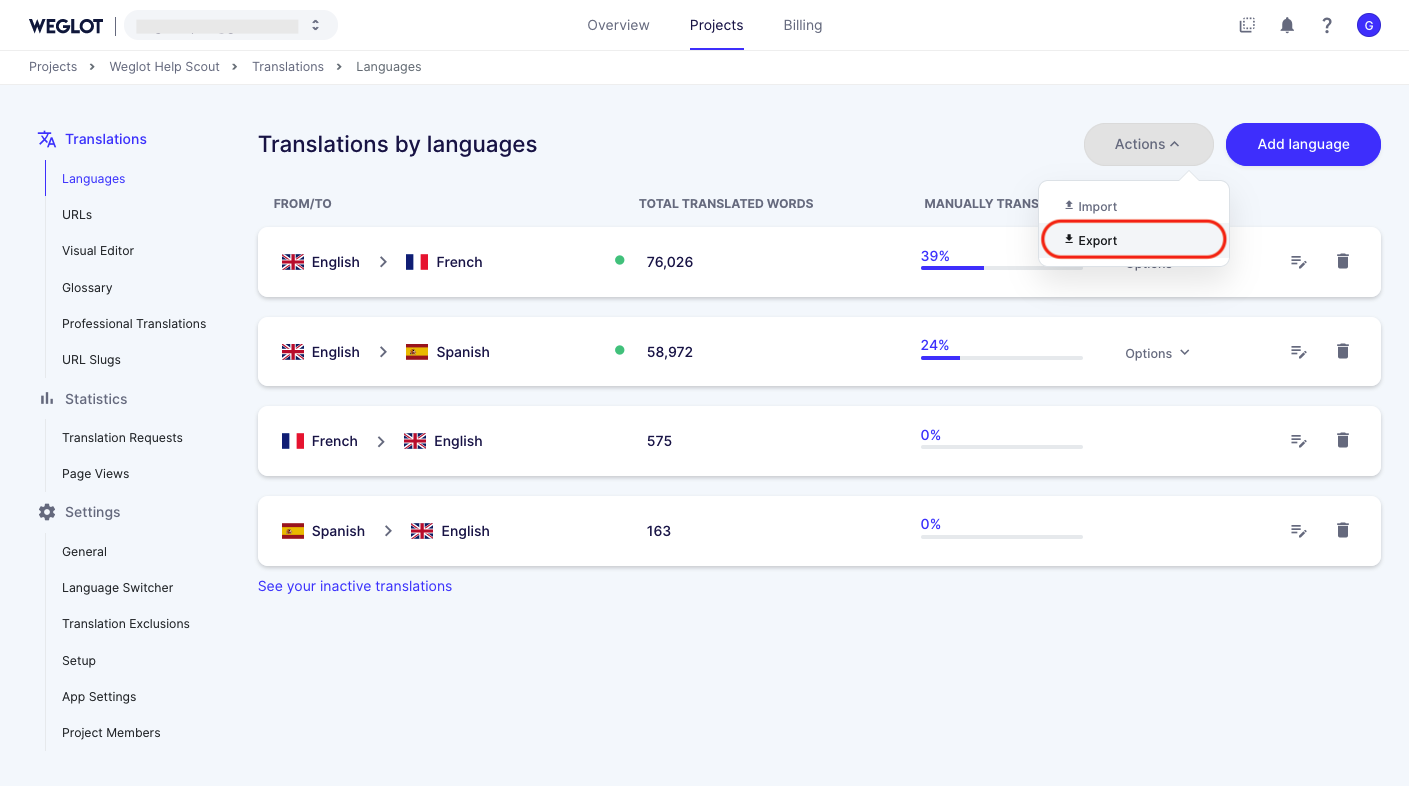 Can I import/export my translations? - Help Center