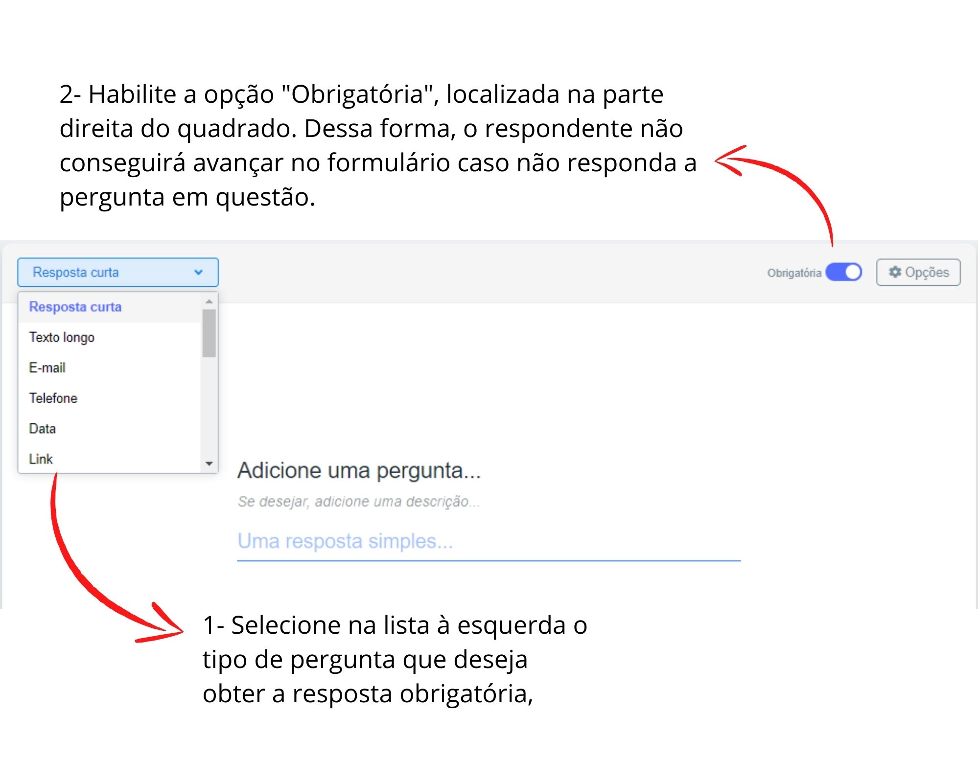 Como tornar uma pergunta obrigatória? - Respondi