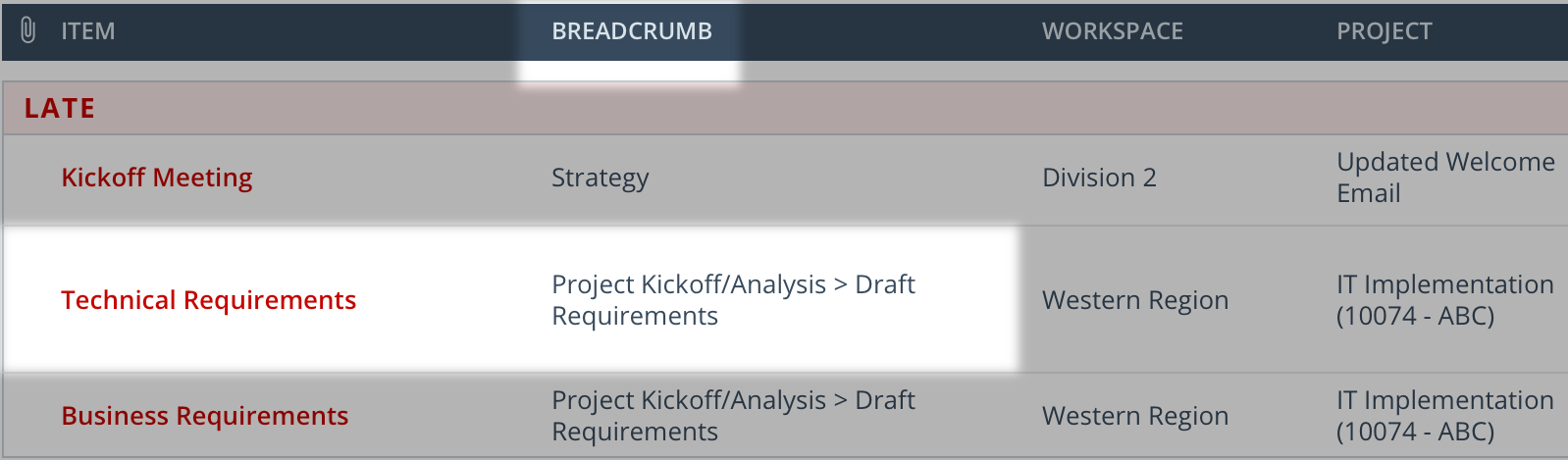 Breadcrumbs in Reports - Workzone Knowledge Base