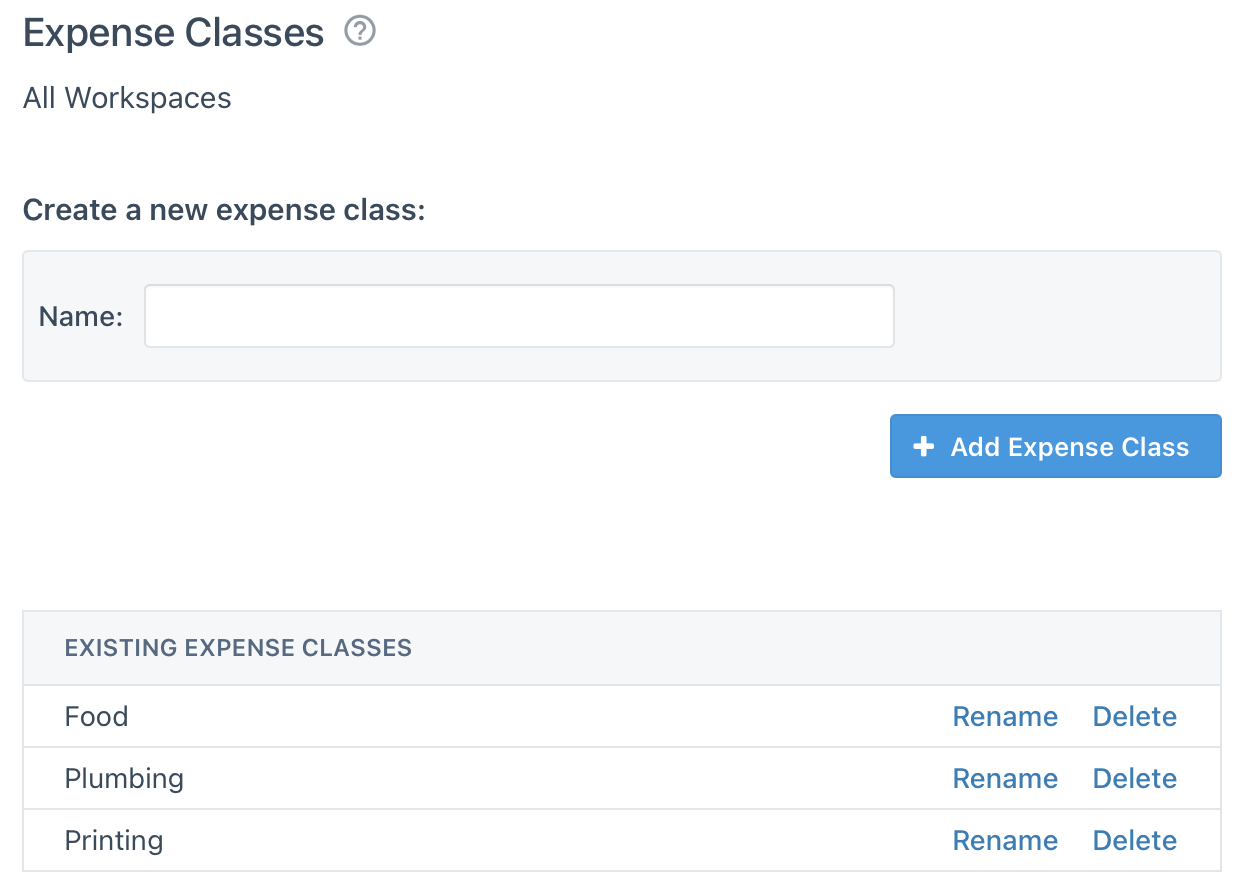 Expense Classes - Workzone Knowledge Base