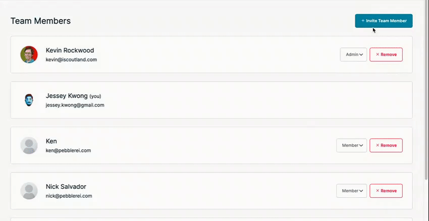 Adding Team Members - Pebble