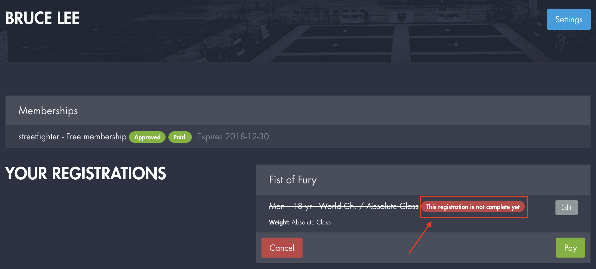 How does the incomplete registrations work? - Smoothcomp Knowledge Base