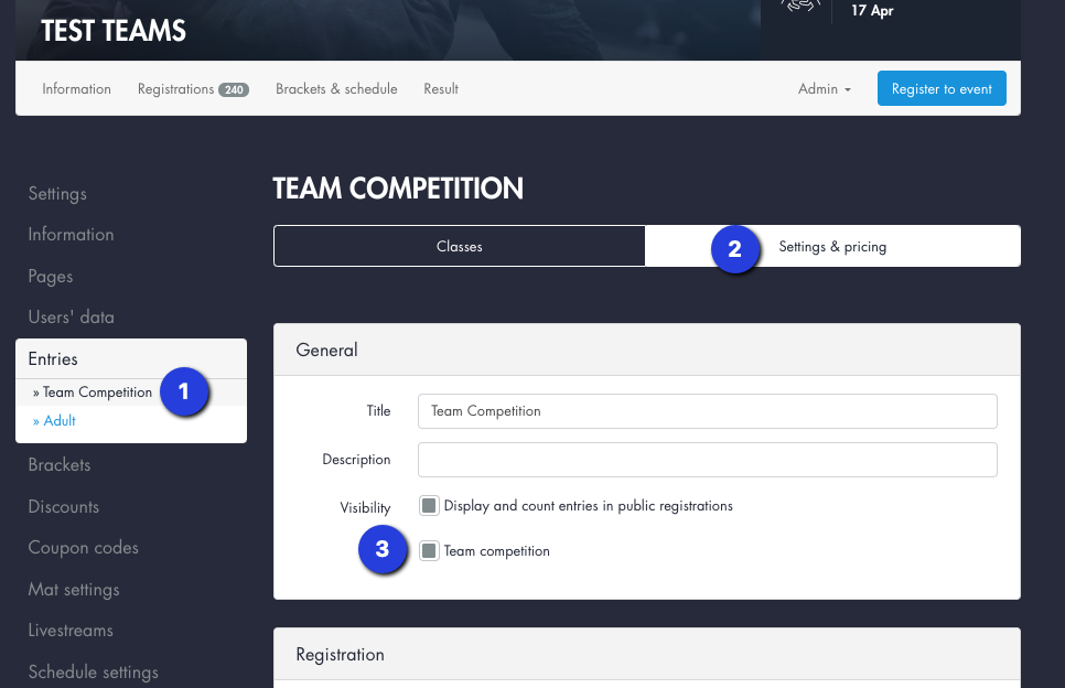 Creating Team brackets - Smoothcomp Knowledge Base