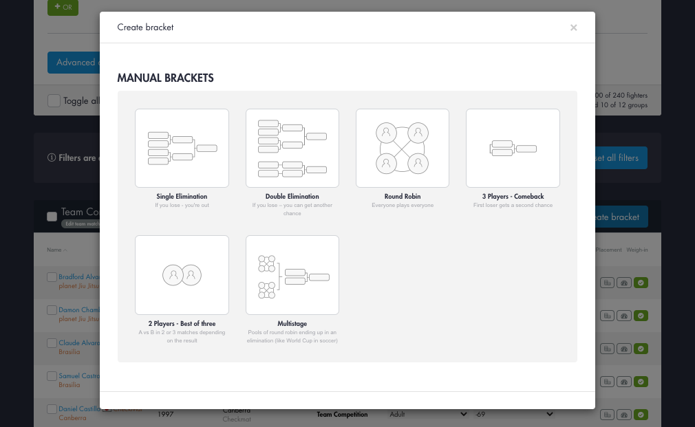Creating Team brackets - Smoothcomp Knowledge Base
