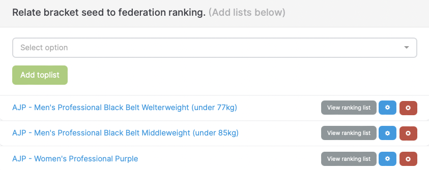 Connect bracket seed to federation ranking - Smoothcomp Knowledge Base