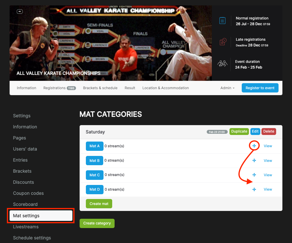 How to sort mats - Smoothcomp Knowledge Base