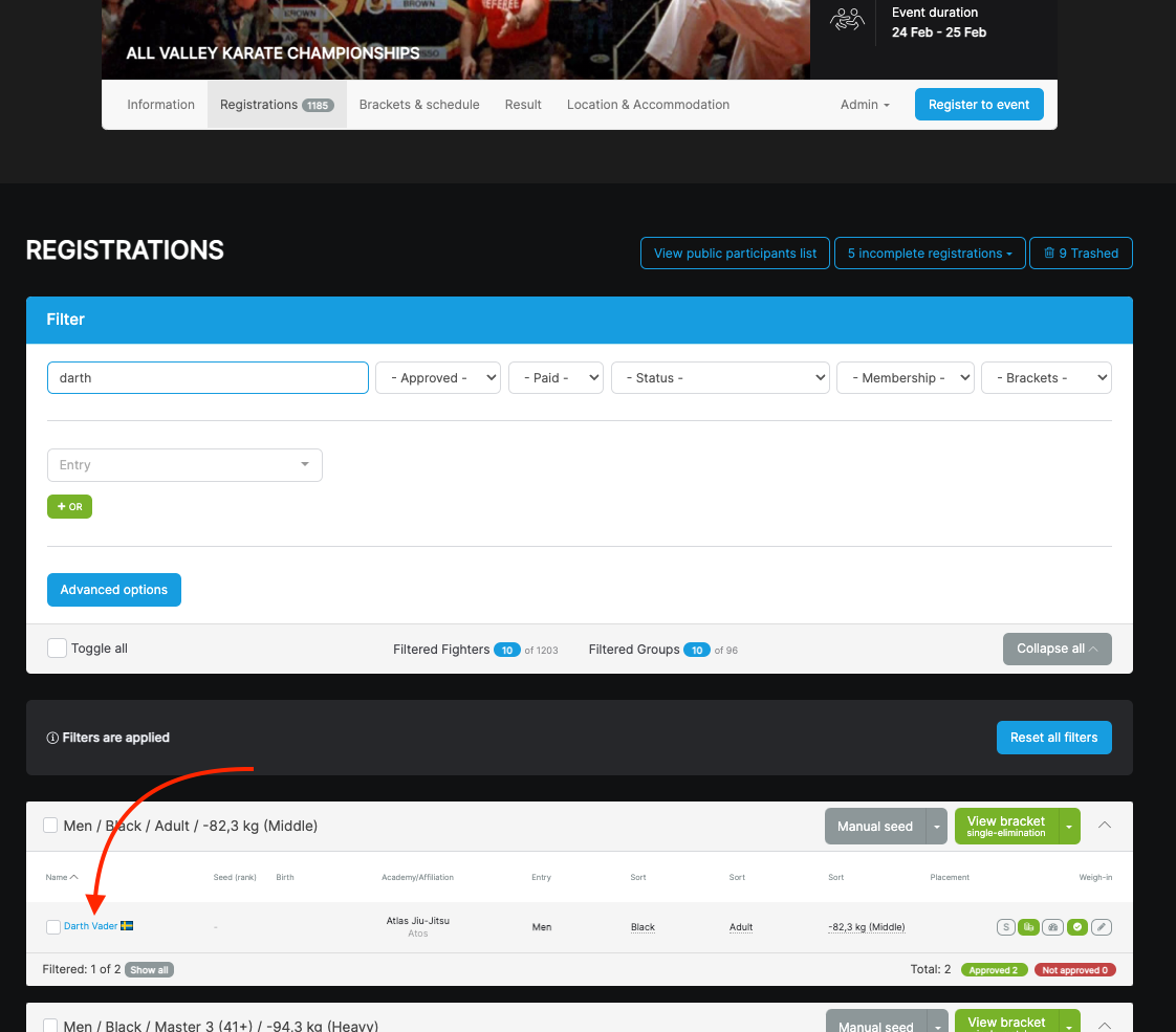 How to find a competitor's user ID - Smoothcomp Knowledge Base