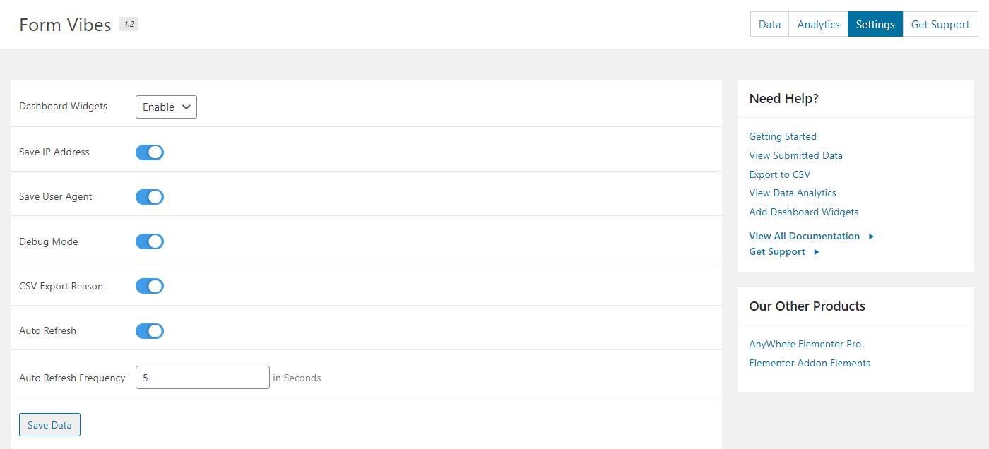 Form Vibes Settings Page - Docs | Form Vibes | By WPVibes