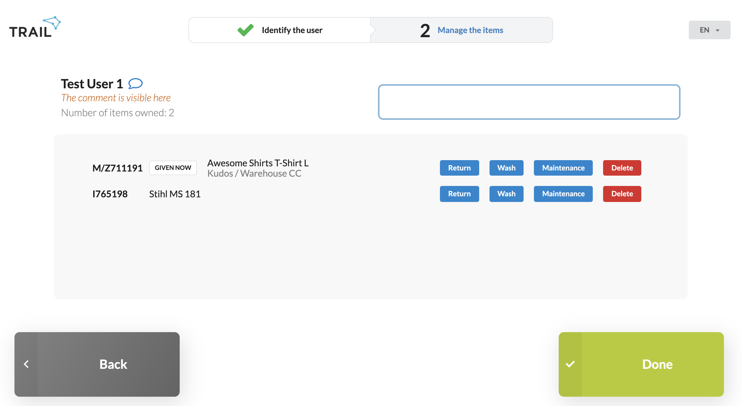 Handing out equipment to users - Trail Systems Knowledge Base