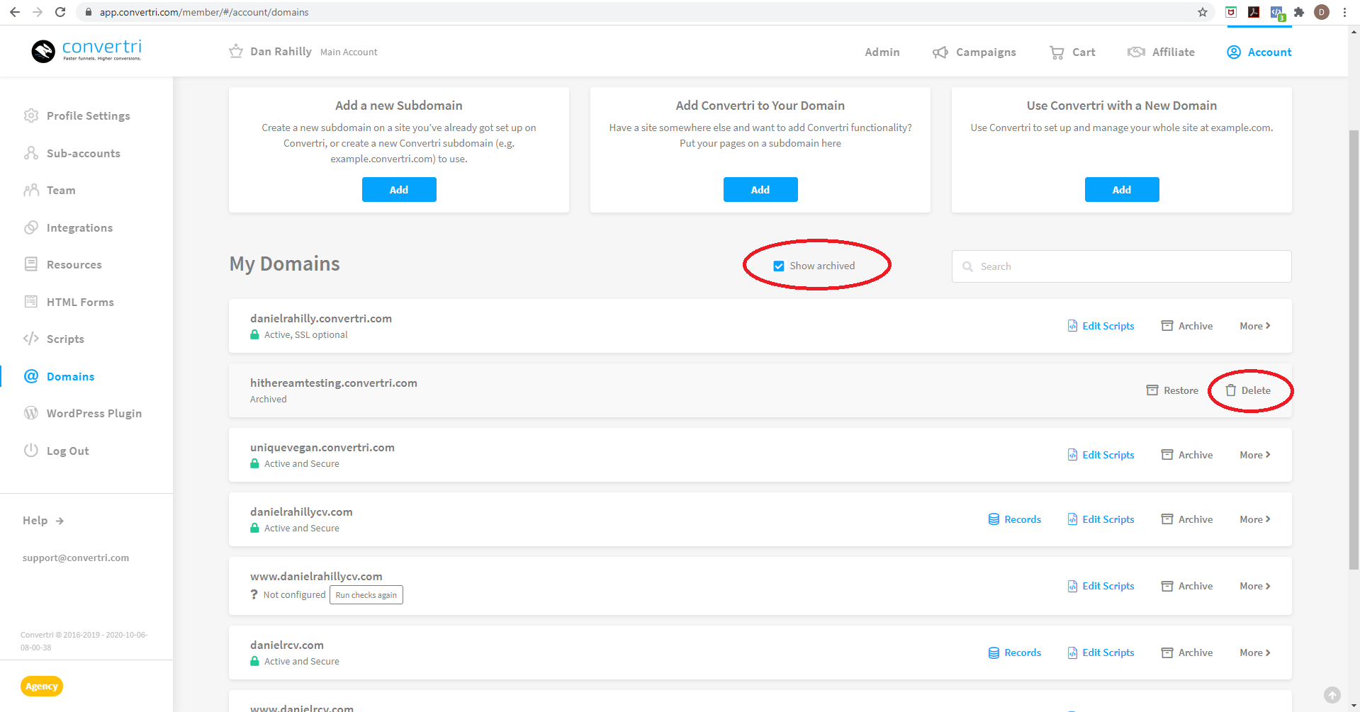 How to Delete a Domain - Convertri Knowledge Base