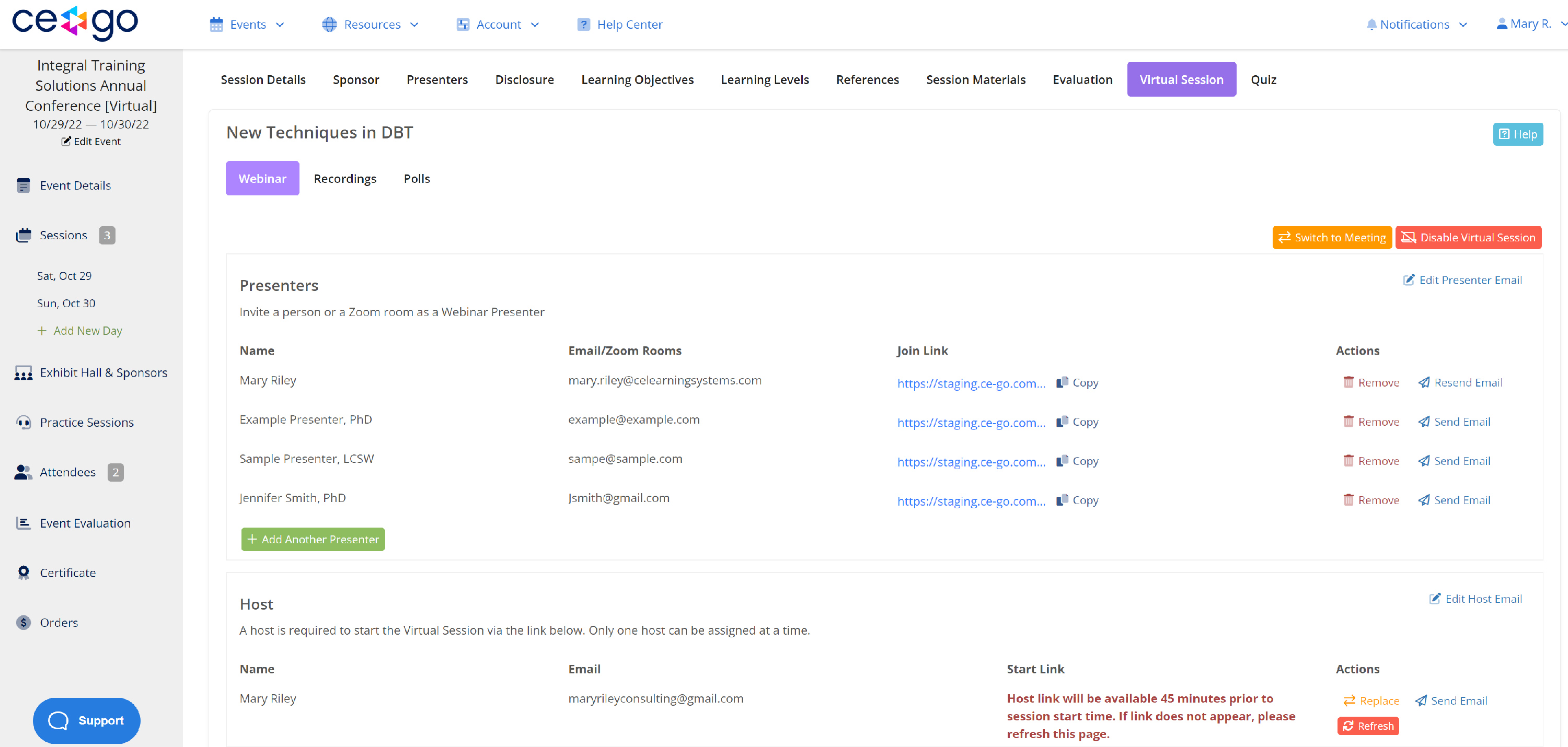 Presenters - CE-Go Support