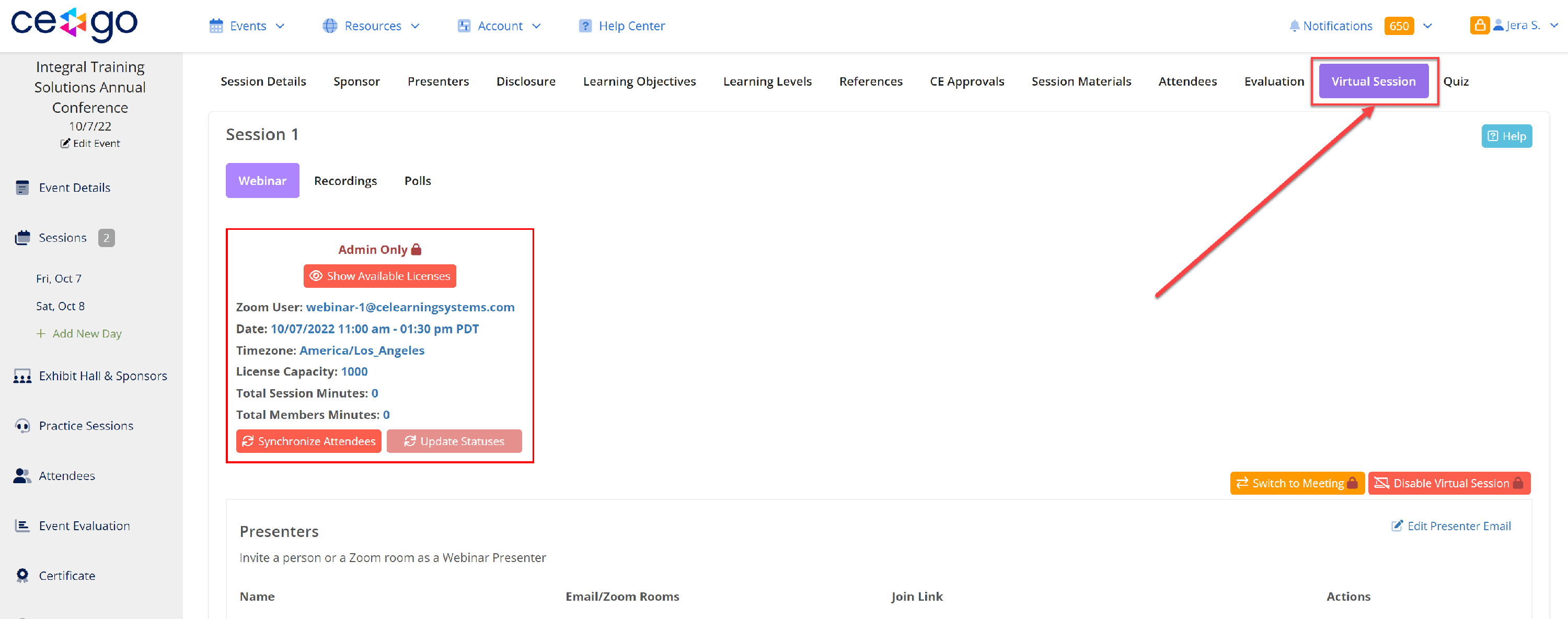Launching Your Virtual Session - CE-Go Support
