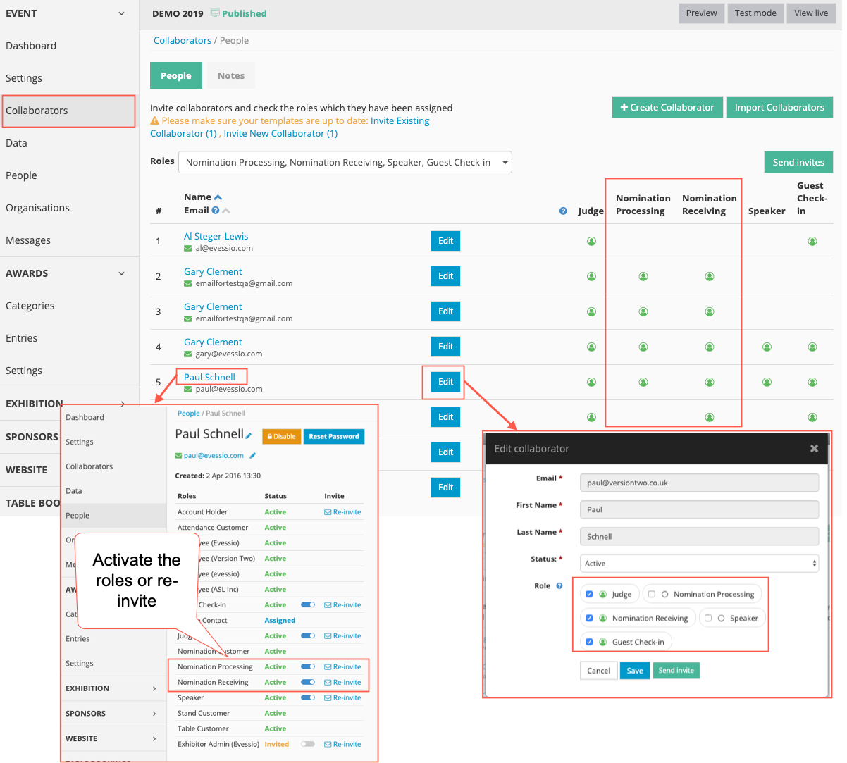 Nomination Receiving - Evessio Knowledge Base
