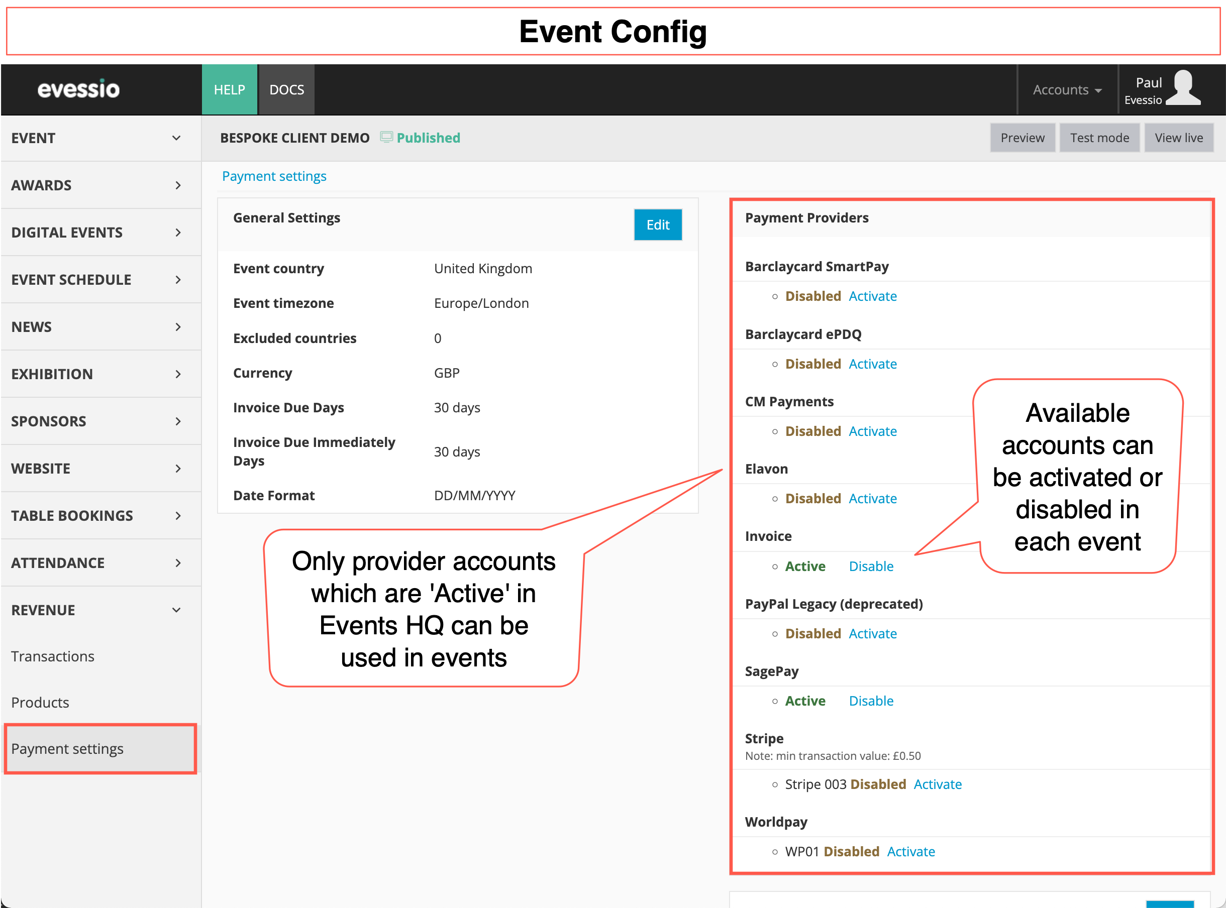 Payment Providers - Evessio Knowledge Base