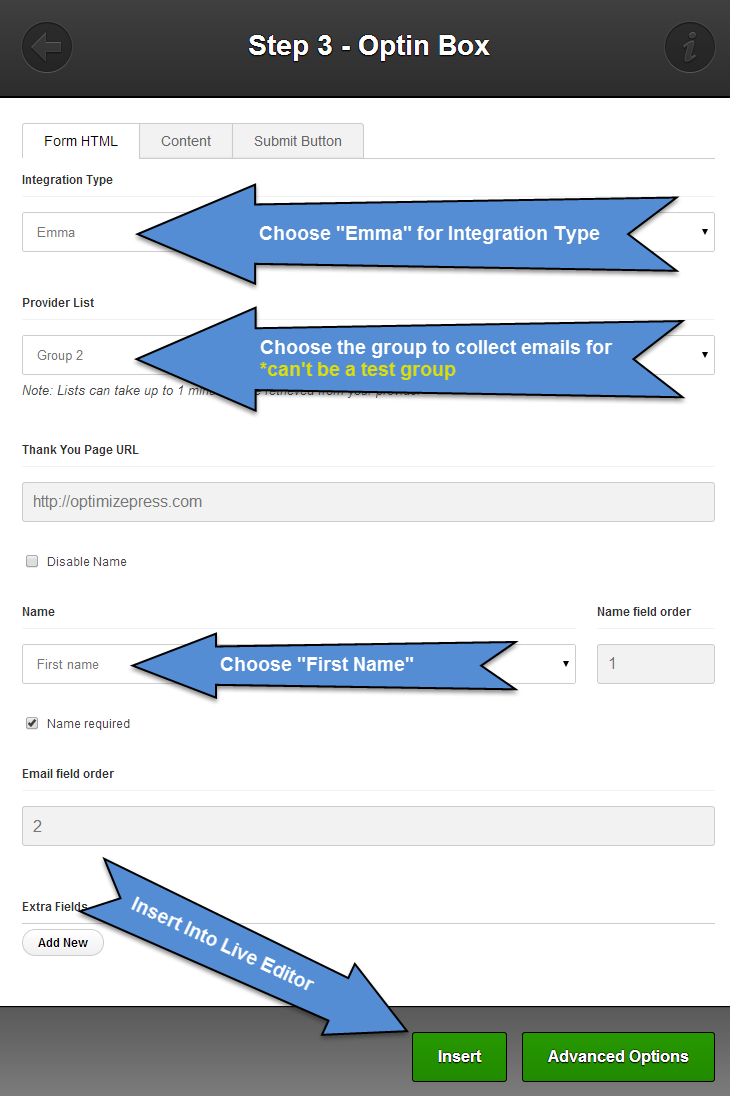 Integrating Emma Email Marketing with OptimizePress - OptimizePress 2.0 Knowledgebase