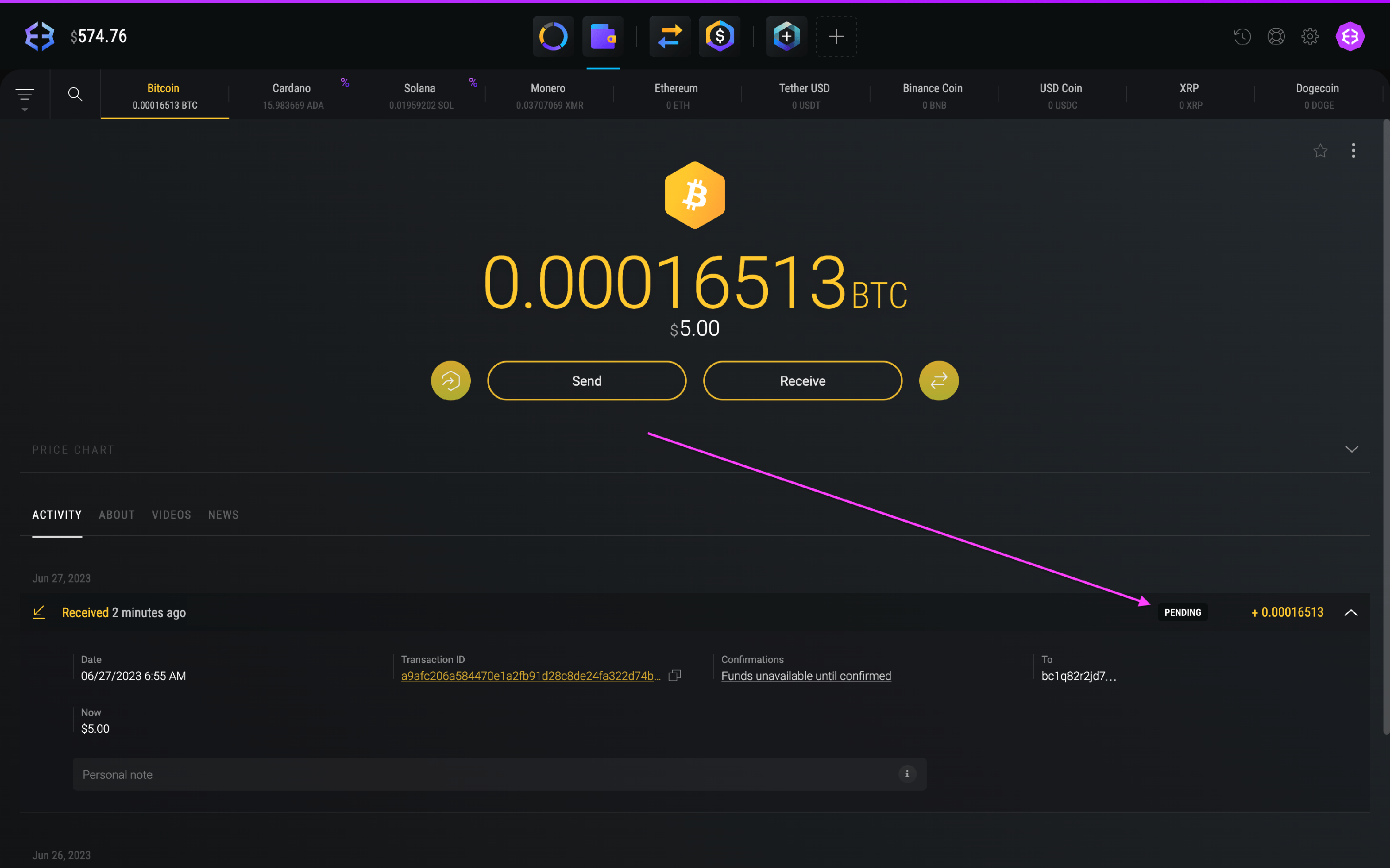 Receive crypto in Exodus Crypto Wallet | How do I receive crypto?