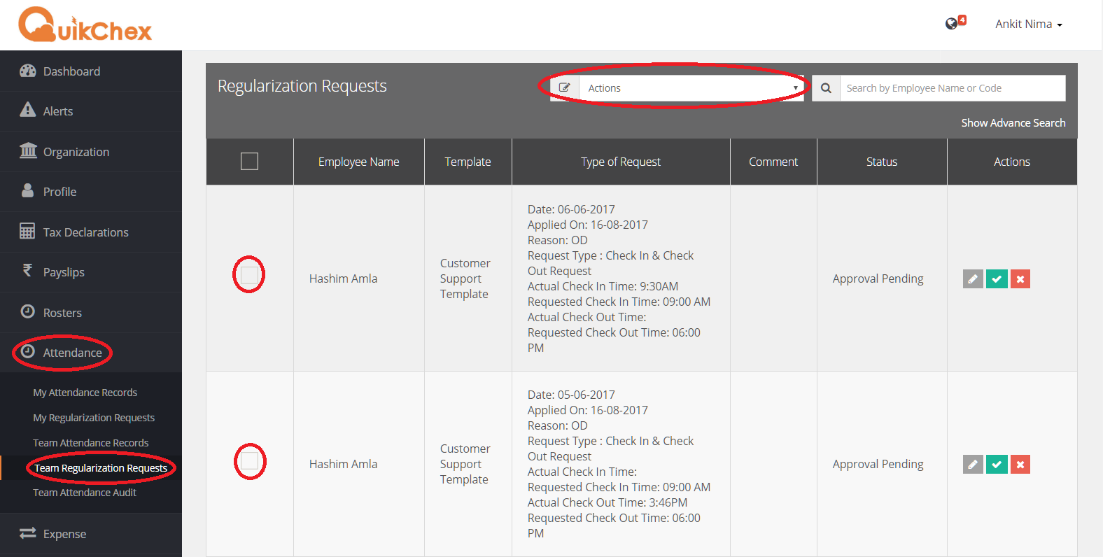 How can I (approve/reject) multiple regularization requests? - Quikchex ...