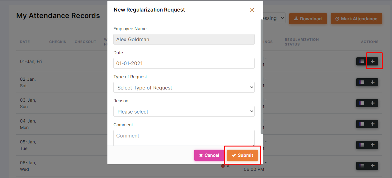 How do I regularize my attendance or change my check in or check out ...