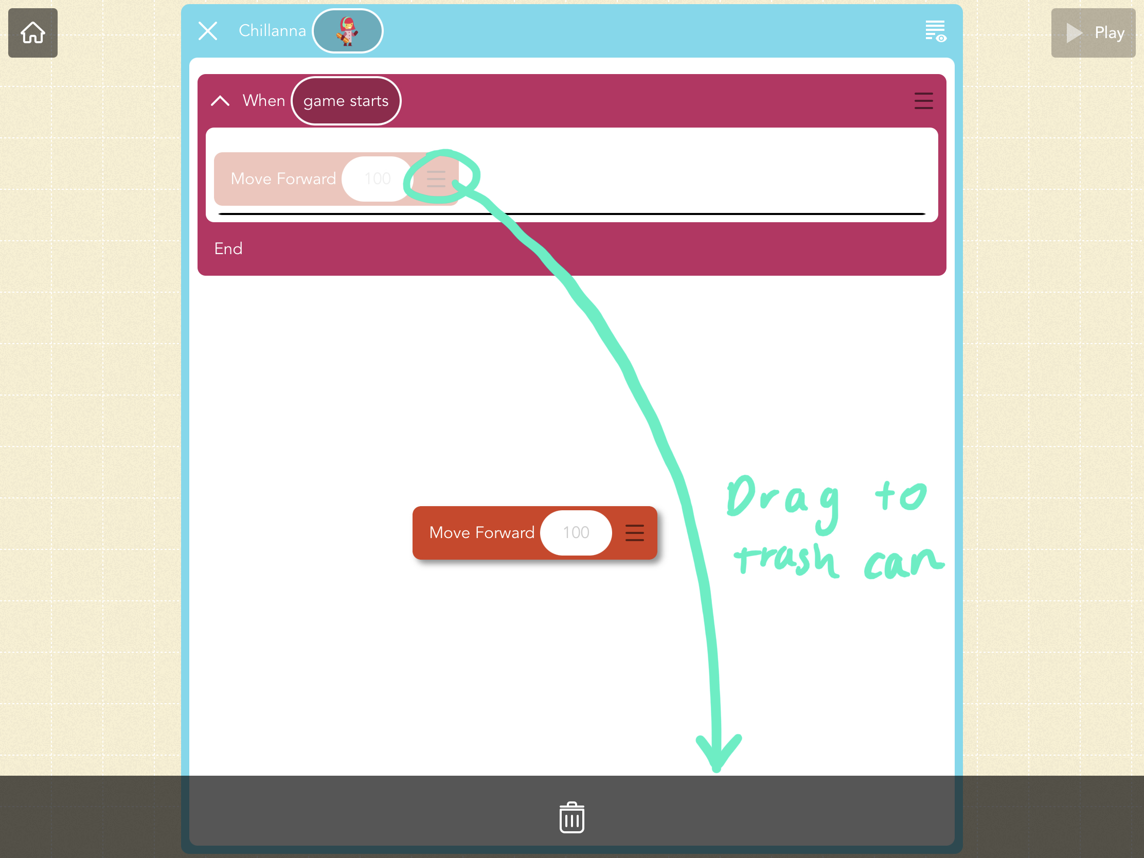 Deleting Blocks Hopscotch