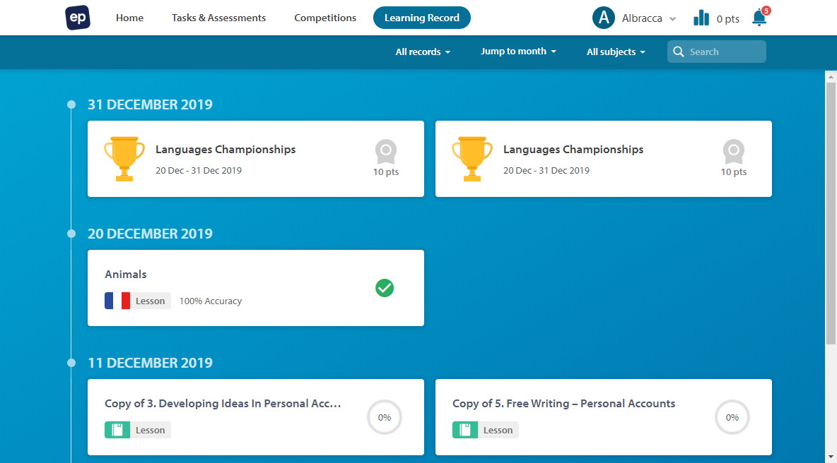 How can students see the work they've done? - EP Students