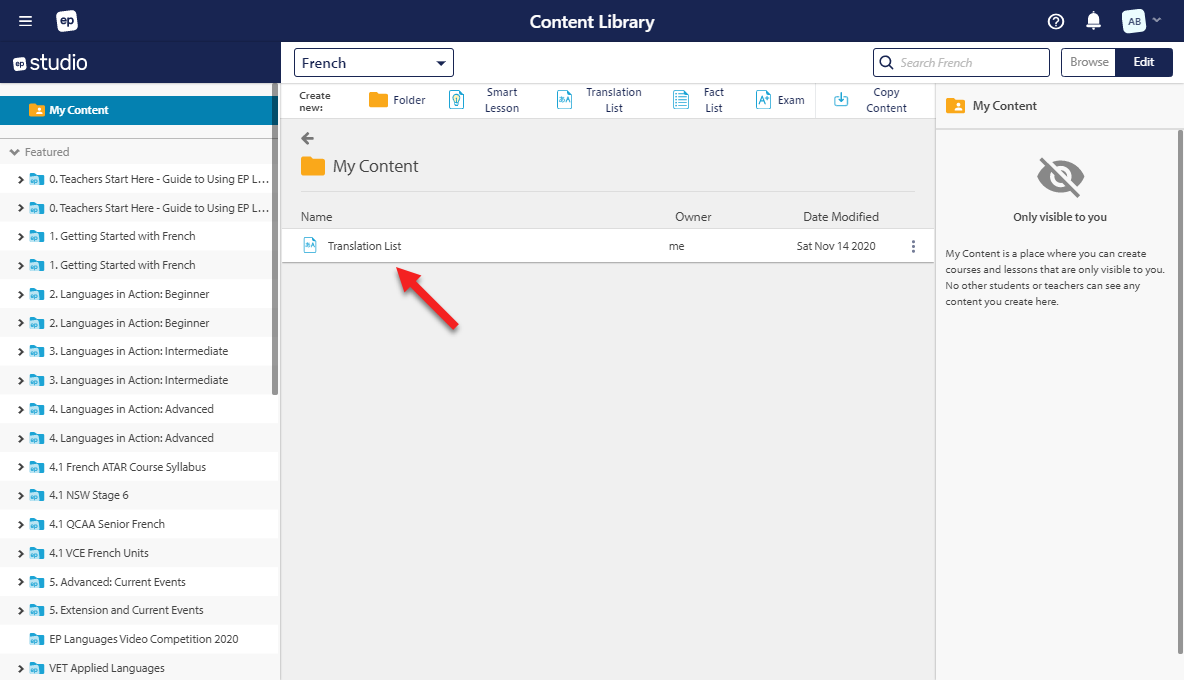 How do I create my own vocabulary list? - Education Perfect Knowledge Base