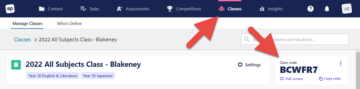 Enrolment options on Education Perfect - EP Help
