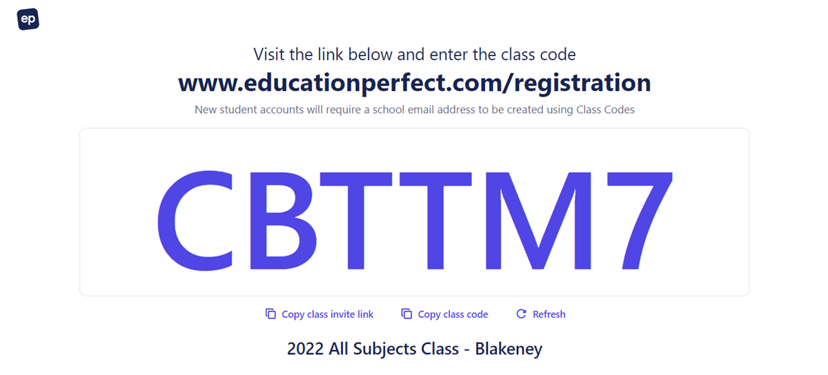 Using Class Join Codes With Your Classes EP Help