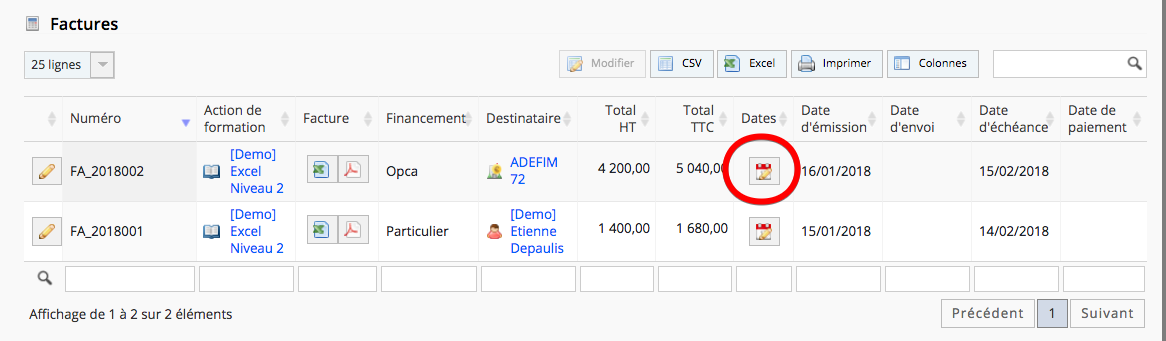 Générer les Factures - Dendreo FAQ