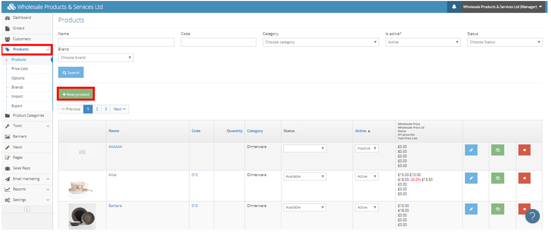 Creating products - B2B Wave Knowledge Base