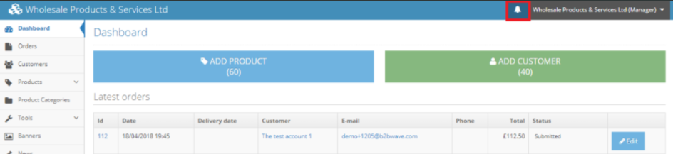 Notifications - B2B Wave Knowledge Base