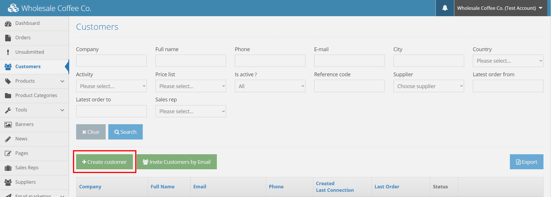 Creating customers manually - B2B Wave Knowledge Base